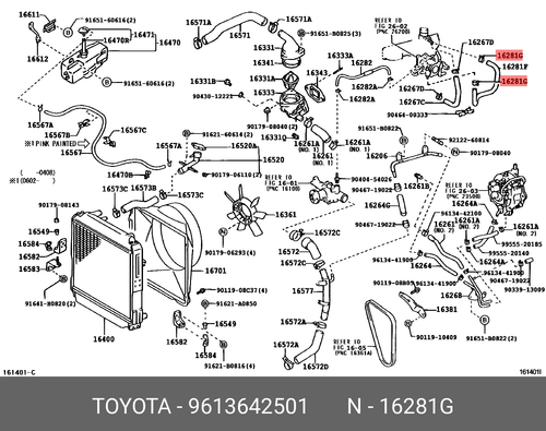 Genuine OE clip for water by-pass hose no.6, 9613642501 for TOYOTA ...
