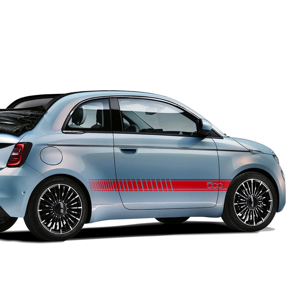 Red Bonnet Hood Side Skirt Stripes Kit for Fiat 500 Vinyl Decals ...