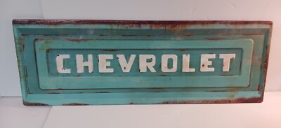 Chevrolet Truck Tailgate Wall Decor Sign Garage Vintage Embossed Rustic ...
