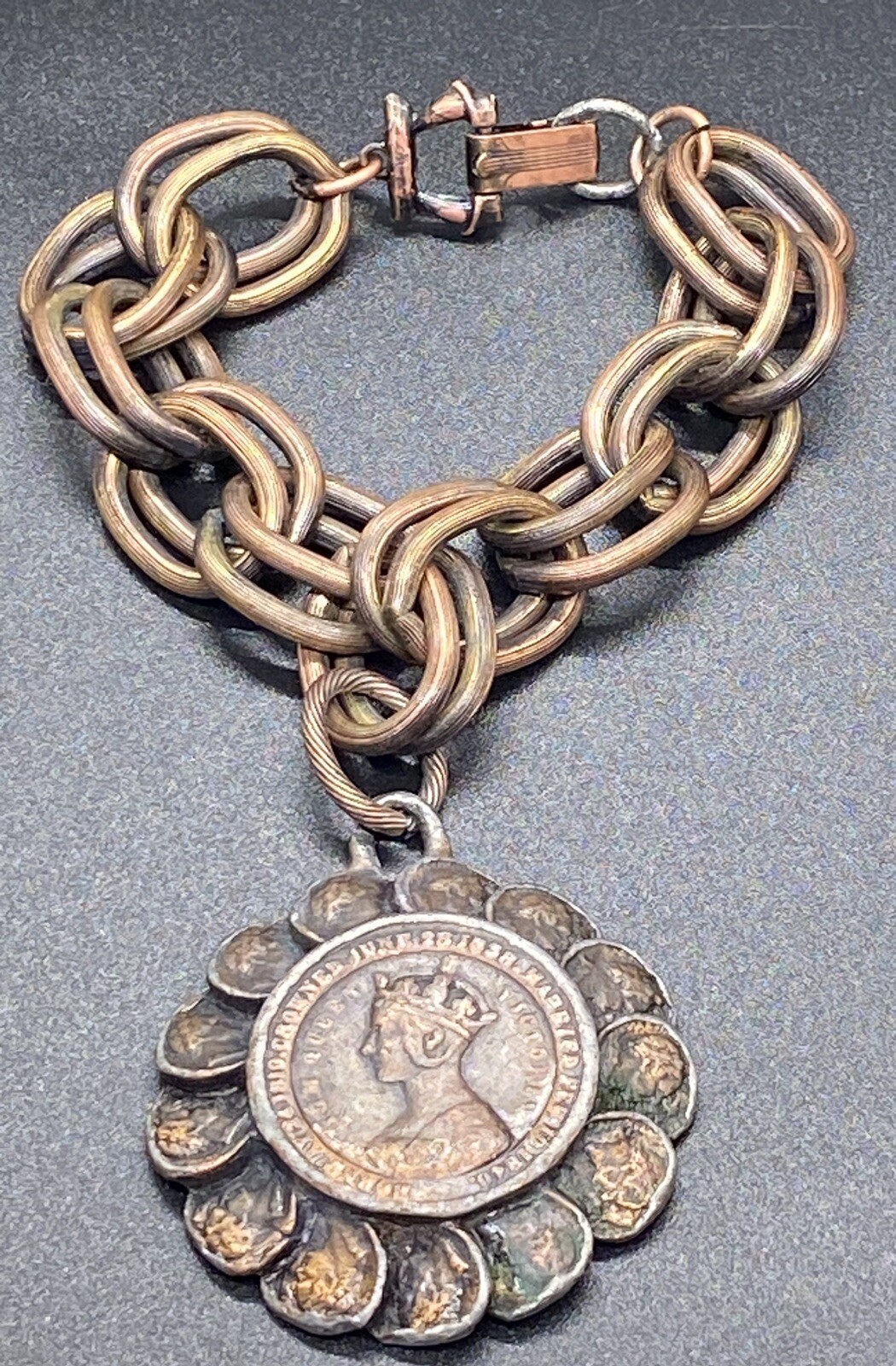 Queen Victoria Prince Albert Vintage Coin Pendant Bra… - Gem