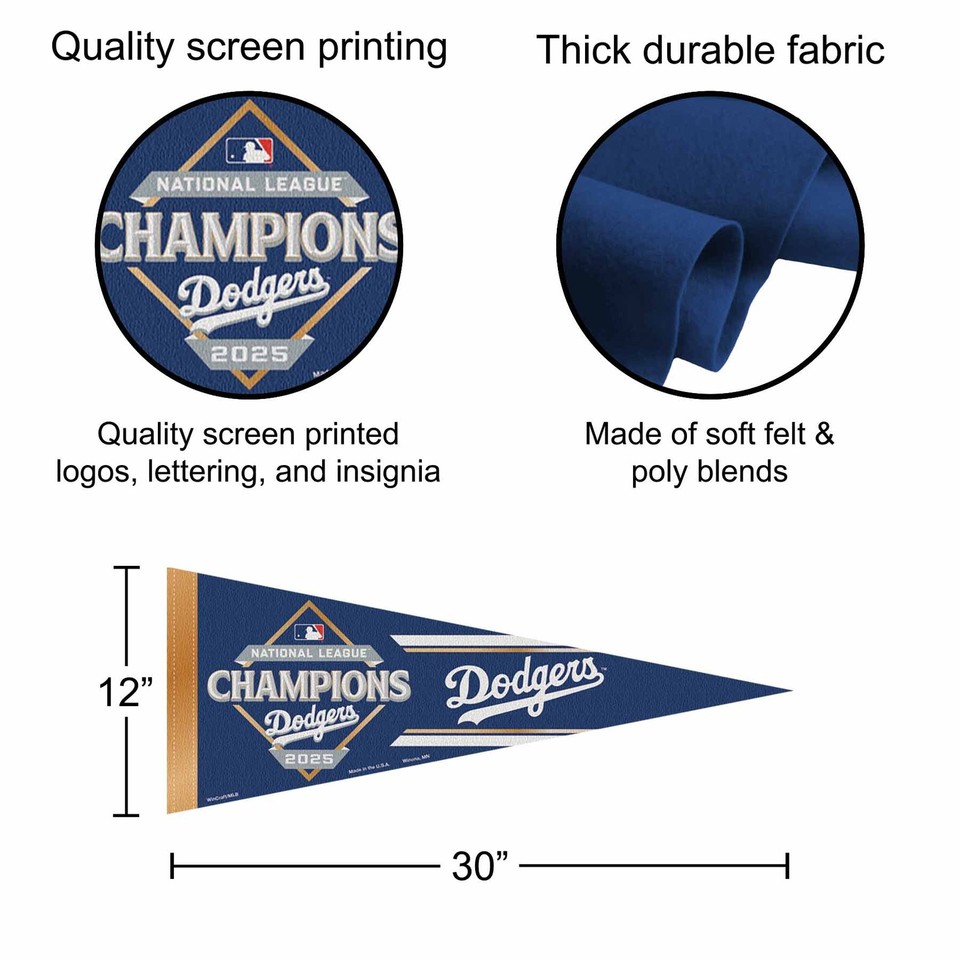Los Angeles Dodgers World Series 2025 and NL Champions Premium Pennant ...