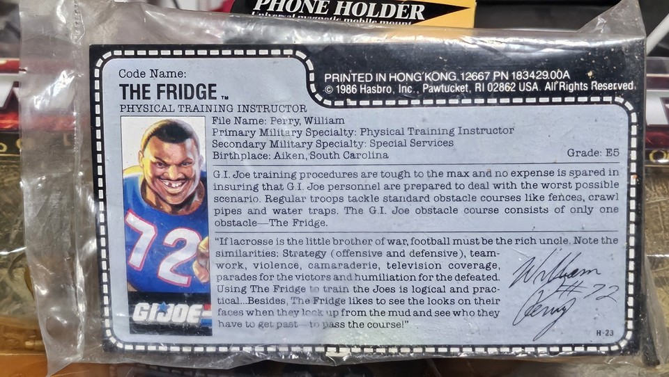 Vintage 1986 GI Joe Mail Away The Fridge William Perry Sealed Bag ARAH ...