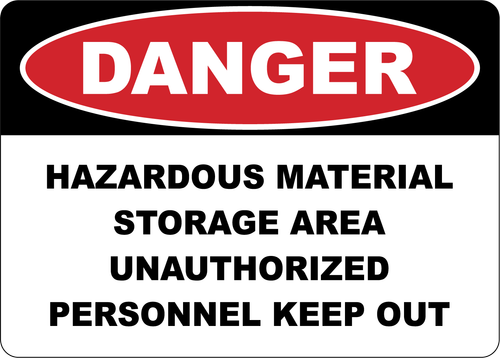 OSHA DANGER: HAZARDOUS MATERIAL STORAGE AREA 2| Laminated Vinyl Decal ...
