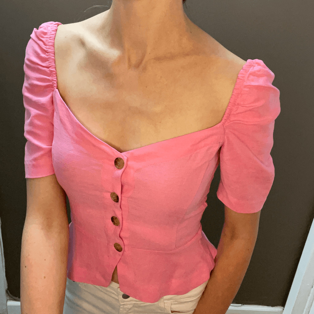 Wilfred Aritzia Janine Pink Button Down Square Neck P… - Gem