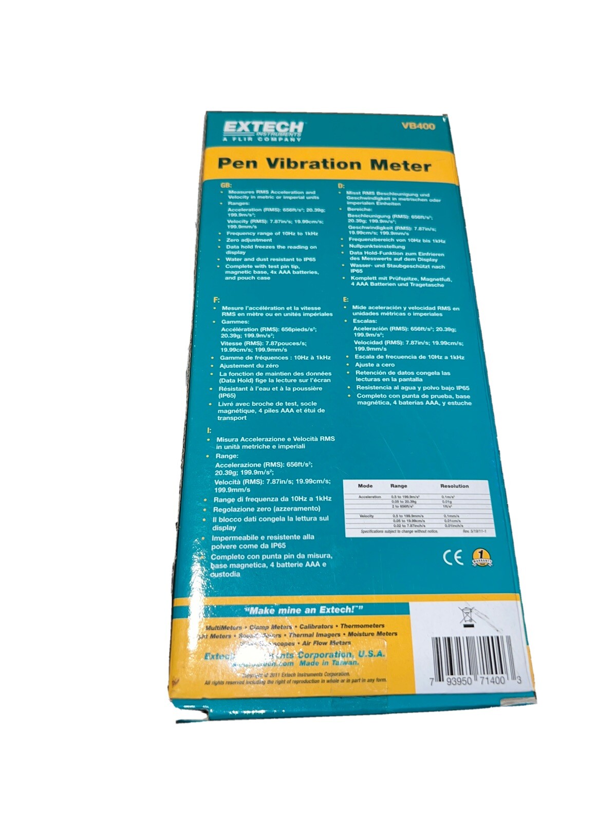 Extech VB400 Pen Vibration Meter A FLIR Co. SLIGHTLY USED | eBay