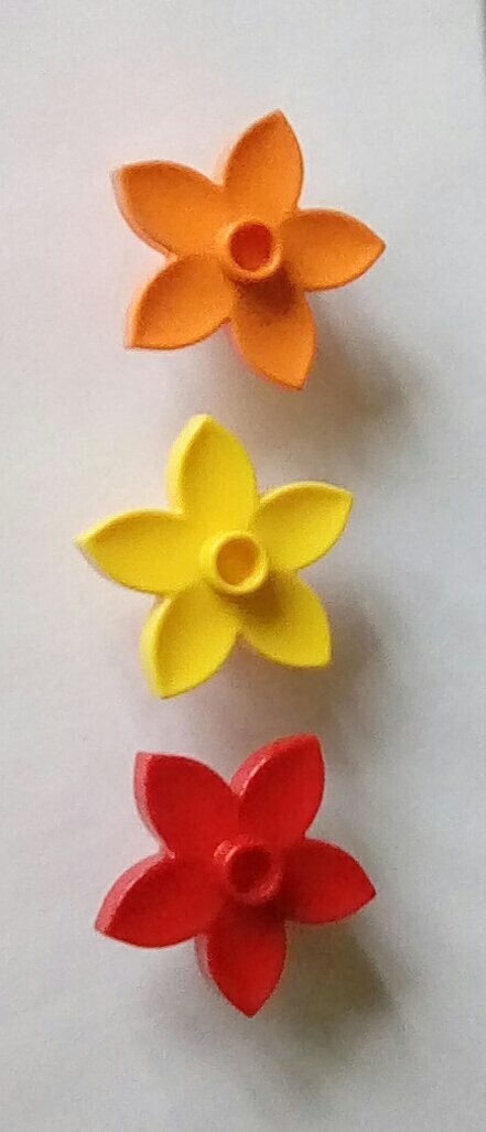 3 Lego Duplo Flowers Bricks Blocks Mixed Colours Orange Yellow Red ...