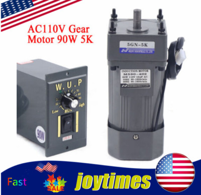 5K 90W 110V AC Gear Motor Electric Variable Speed Controller Torque ...
