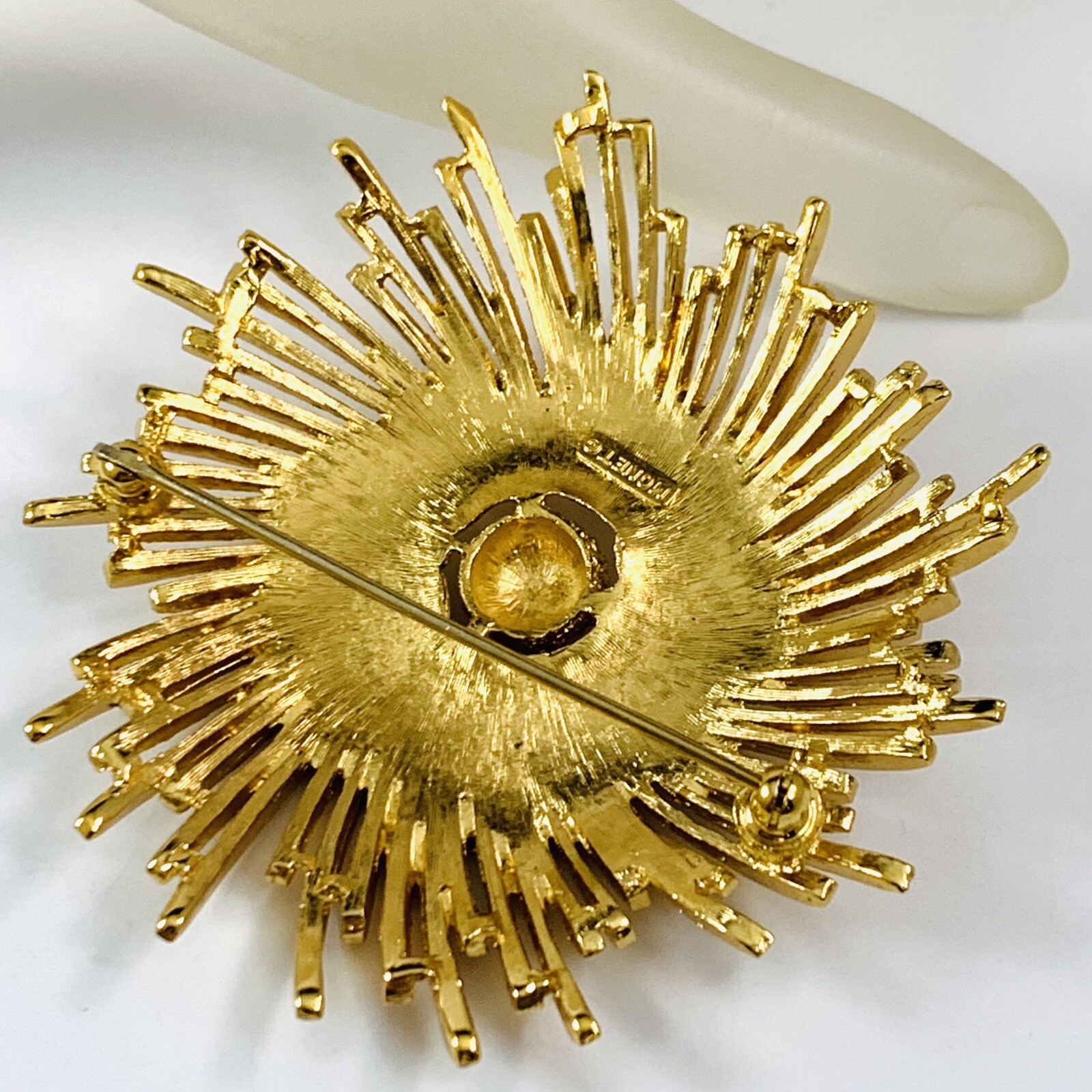 Vintage MONET Signed Starburst Pin Wheel Polished & B… - Gem