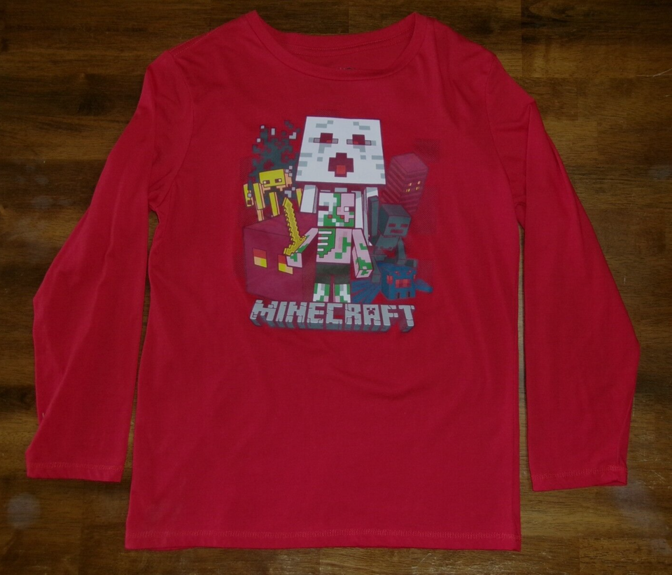 Minecraft Mob Shirt Youth Extra Large Red Zombie Pigman Skeleton Mojang ...