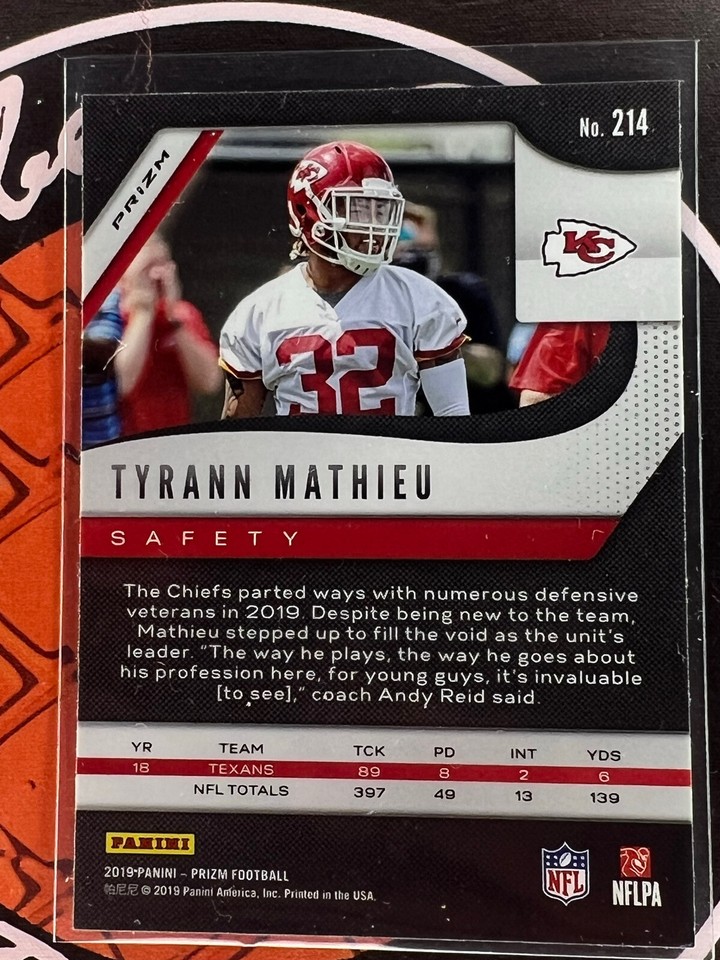 2019 Panini Prizm #214 Tyrann Mathieu Retail Red Prizm SSP Chiefs Color ...