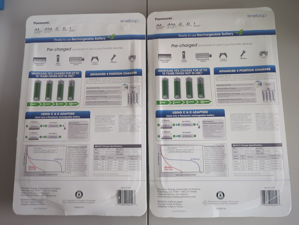 QTY (2) Panasonic eneloop Rechargeble Battery Kit NEW!! | eBay