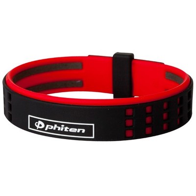 Phiten DUO S-Pro Silicone Titanium Bracelet Black/Red - 7.5 Inch | eBay
