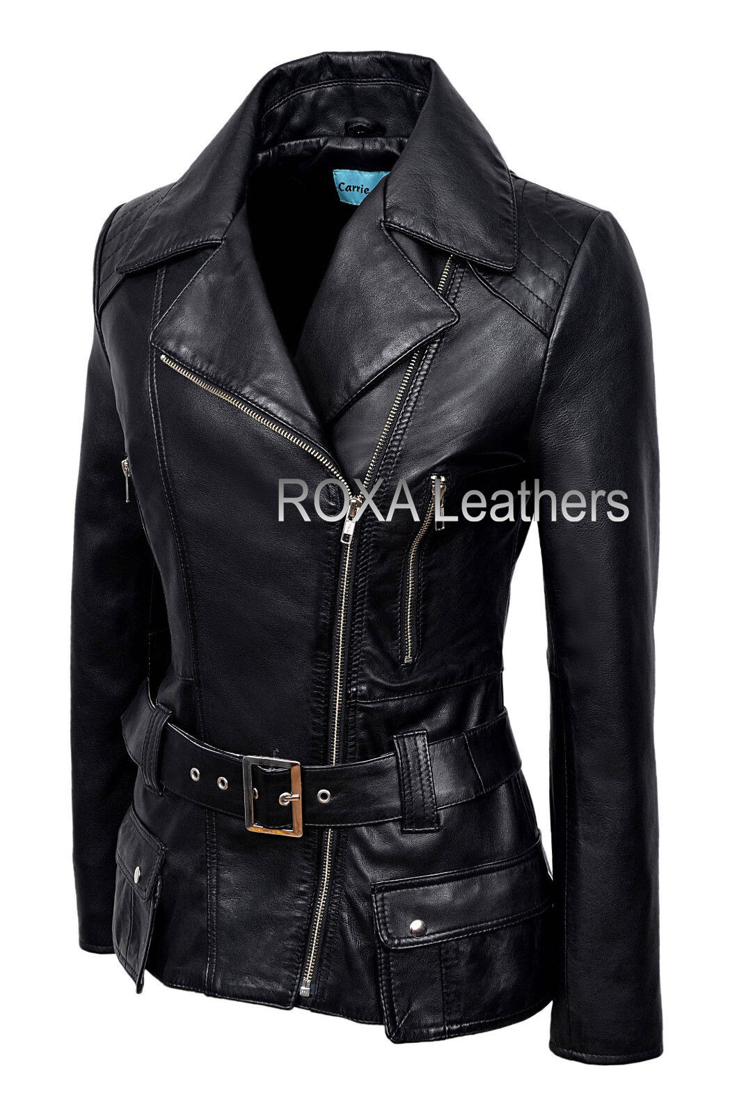 Designer Women Outwear Authentic Lambskin Real Leather Jacket Belted ...