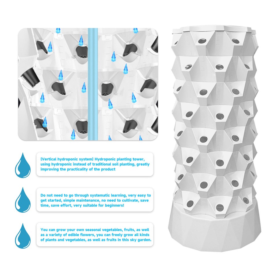 Hydroponic Tower Starter Kit 64 Slots Vertical Hydroponic Planter for ...