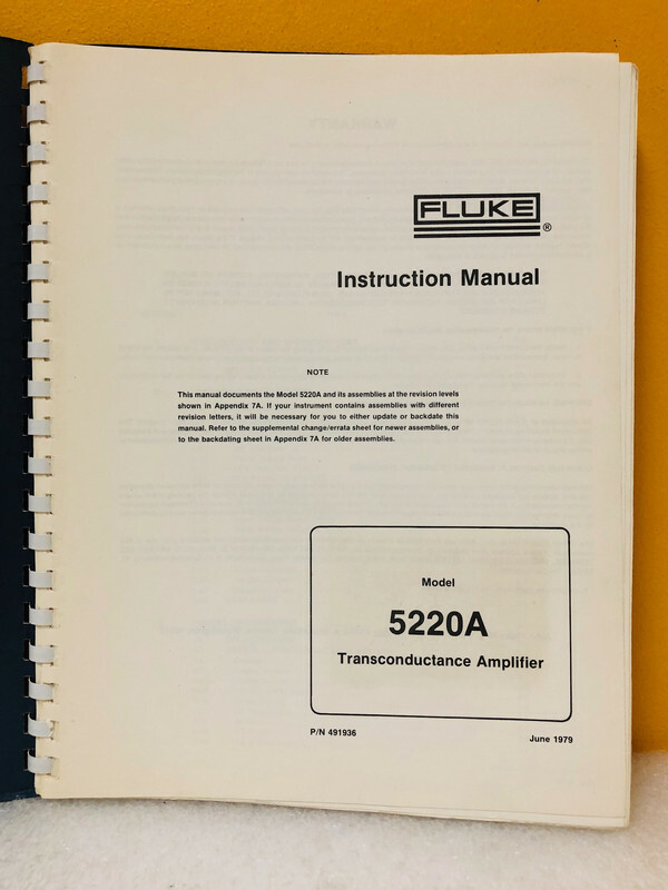 Fluke 491936 Model 5220A Transconductance Amplifier Instruction Manual ...