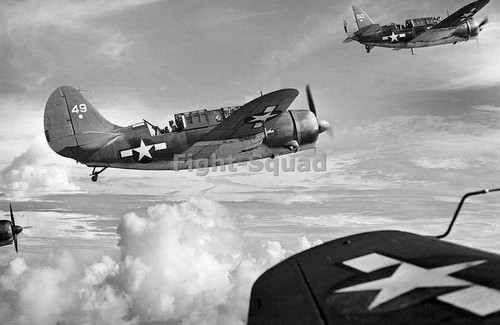 WW2 Picture Photo 1944 SB2C Helldivers from USS Hornet above Saipan ...
