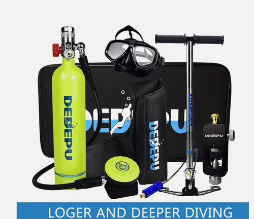 DEDEPU Scuba Diving Kit Full Face Snorkel Mask 1L Air Oxygen Tank ...