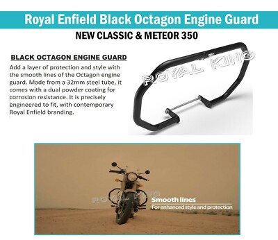 Royal Enfield New Classic 350 & Meteor 350 BLACK OCTAGON ENGINE GUARD ...