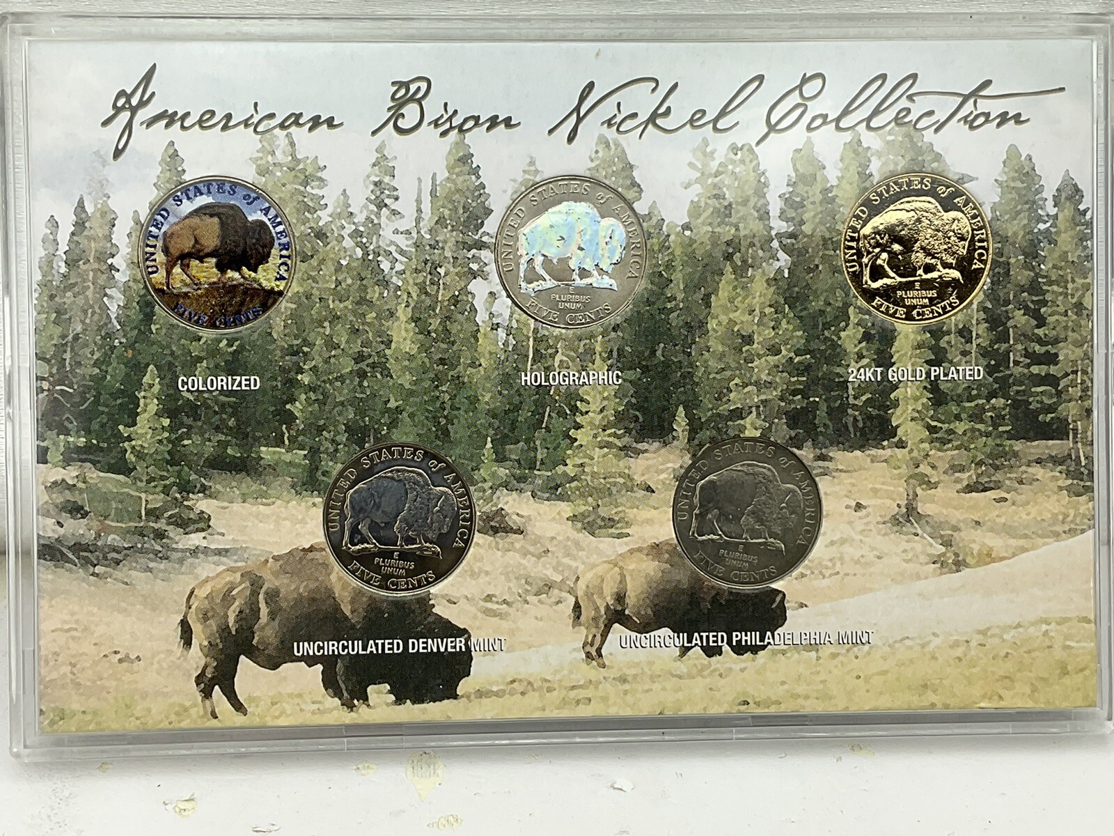 2005 American Bison Nickel Collection Colorized/Holographic/24k Gold ...