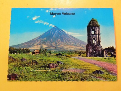 Mayon Volcano & Cagsawa Church Ruins Daraga Philippines vintage ...