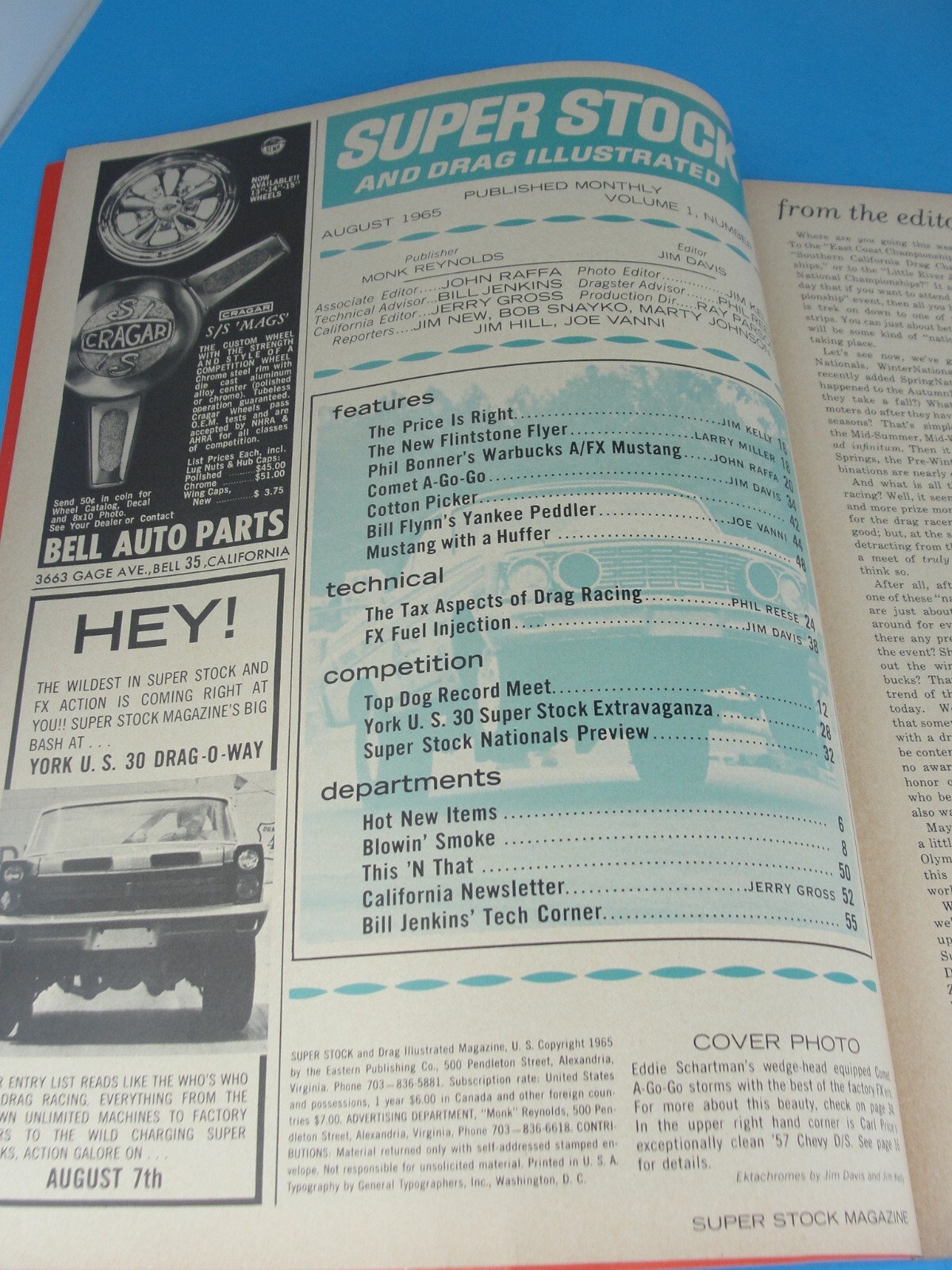BACK ISSUE SUPER STOCK & DRAG ILLUSTRATED AUGUST 1965, BONNER ...