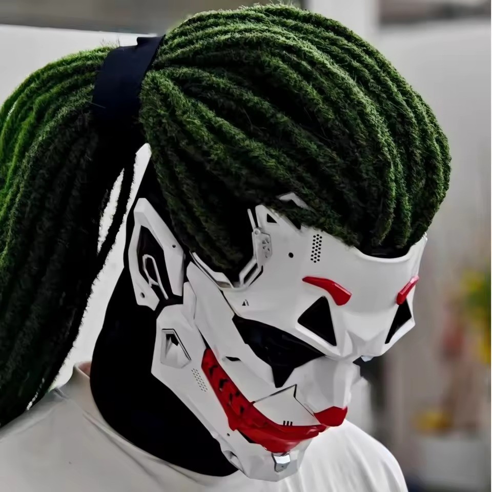 Cyberpunk Joker Mask with Dirty Braids Anime Cosplay Halloween Costume ...