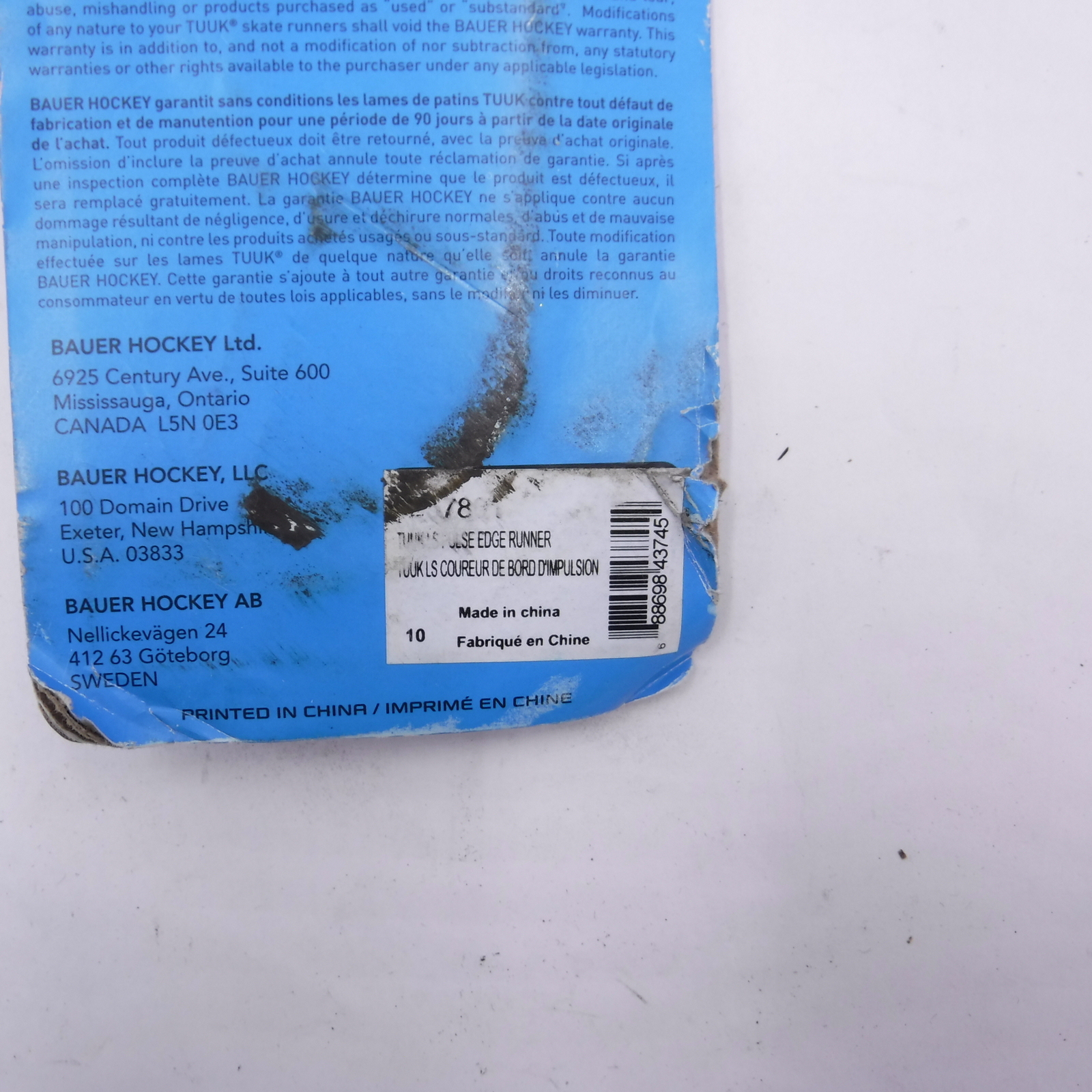 Bauer TUUK LS Pulse SS Blades Edge Runners 1057801 288mm Size 10 ...