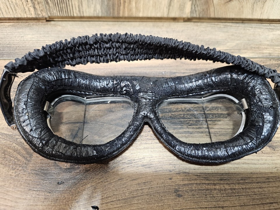 NOS Old School Pilot Style Goggles Stainless Steel Frame Motorcycle ...