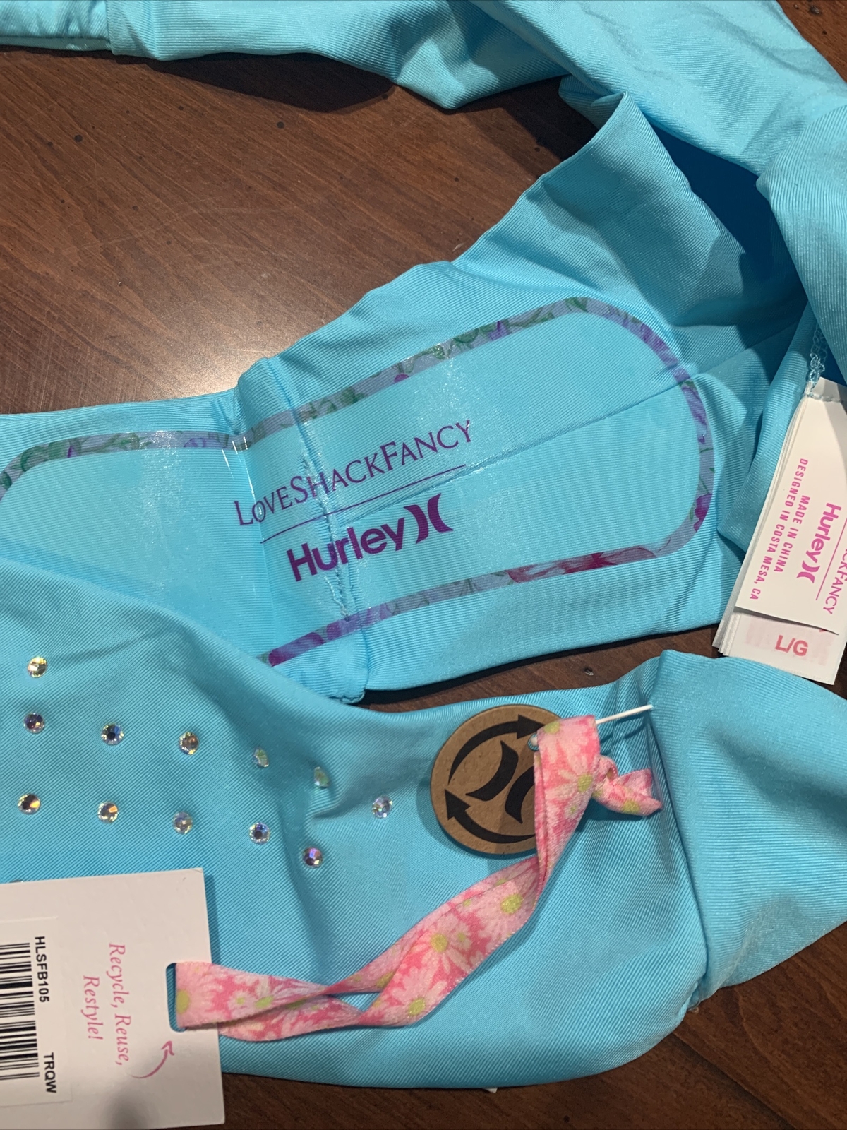 New LoveShackFancy Size L Hurley Rhinestone Skimpy Swim Bikini Bottom ...