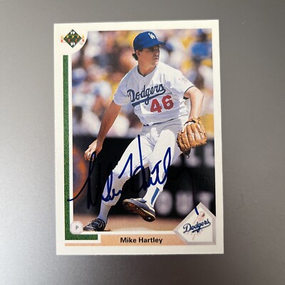 MIKE HARTLEY 1991 UPPER DECK AUTOGRAPHED SIGNED AUTO BASEBALL CARD | eBay