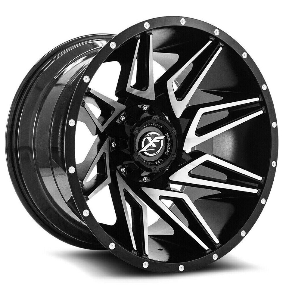 Set 4 20" XF Off-Road XF-218 Gloss Black Machined Wheels 20x10 6x135 ...