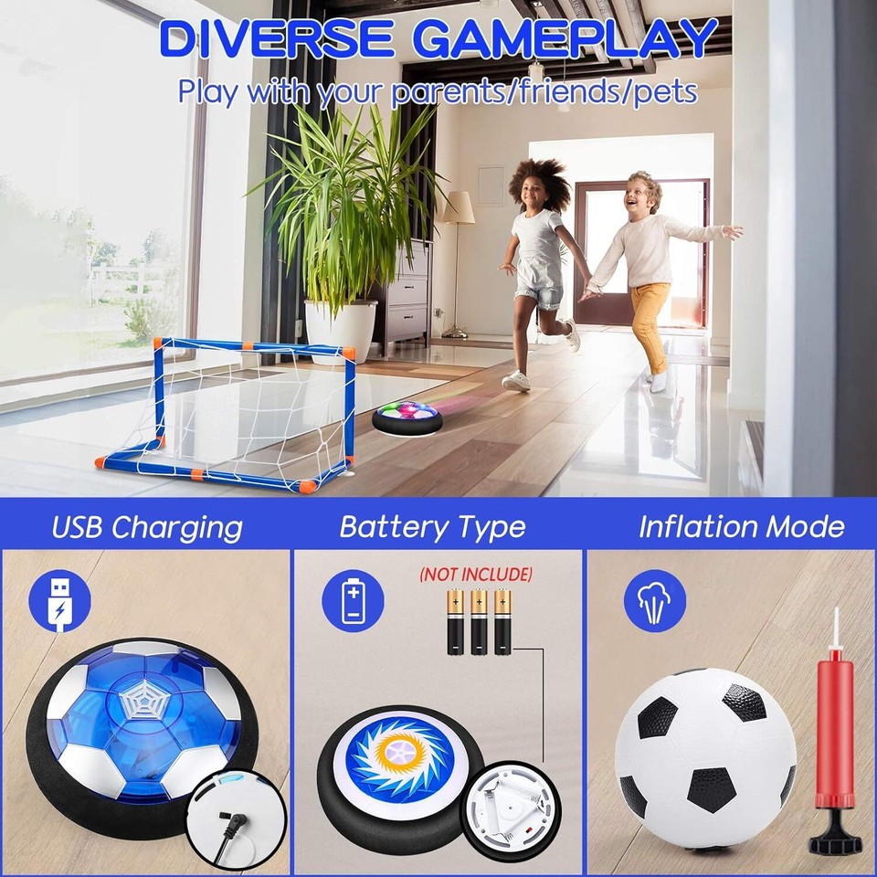 LED Hover Soccer Ball In/Outdoor Hover Hockey Set for Kids Gift Sport ...