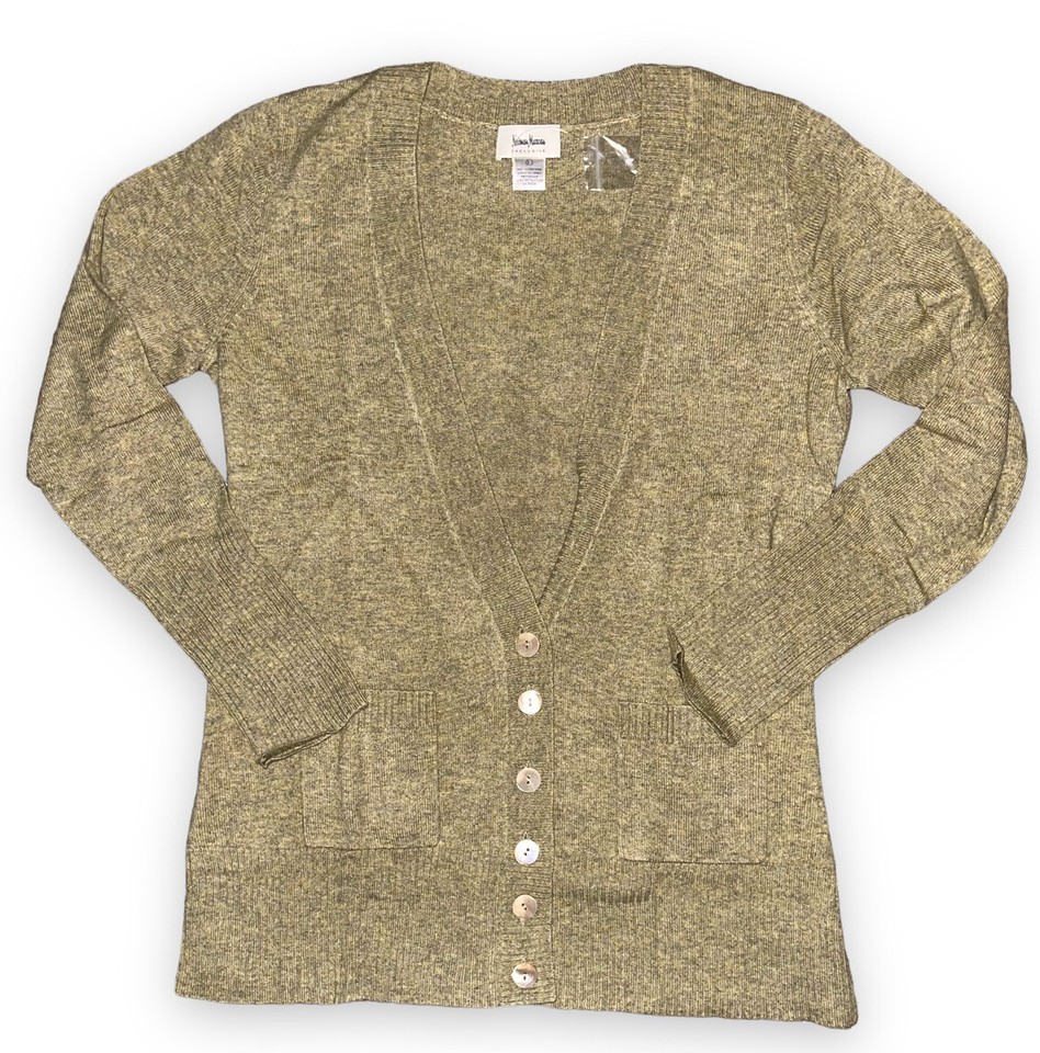 NWT NEIMAN MARCUS 100% Cashmere Modern Cardigan Long Sleeve Harris ...