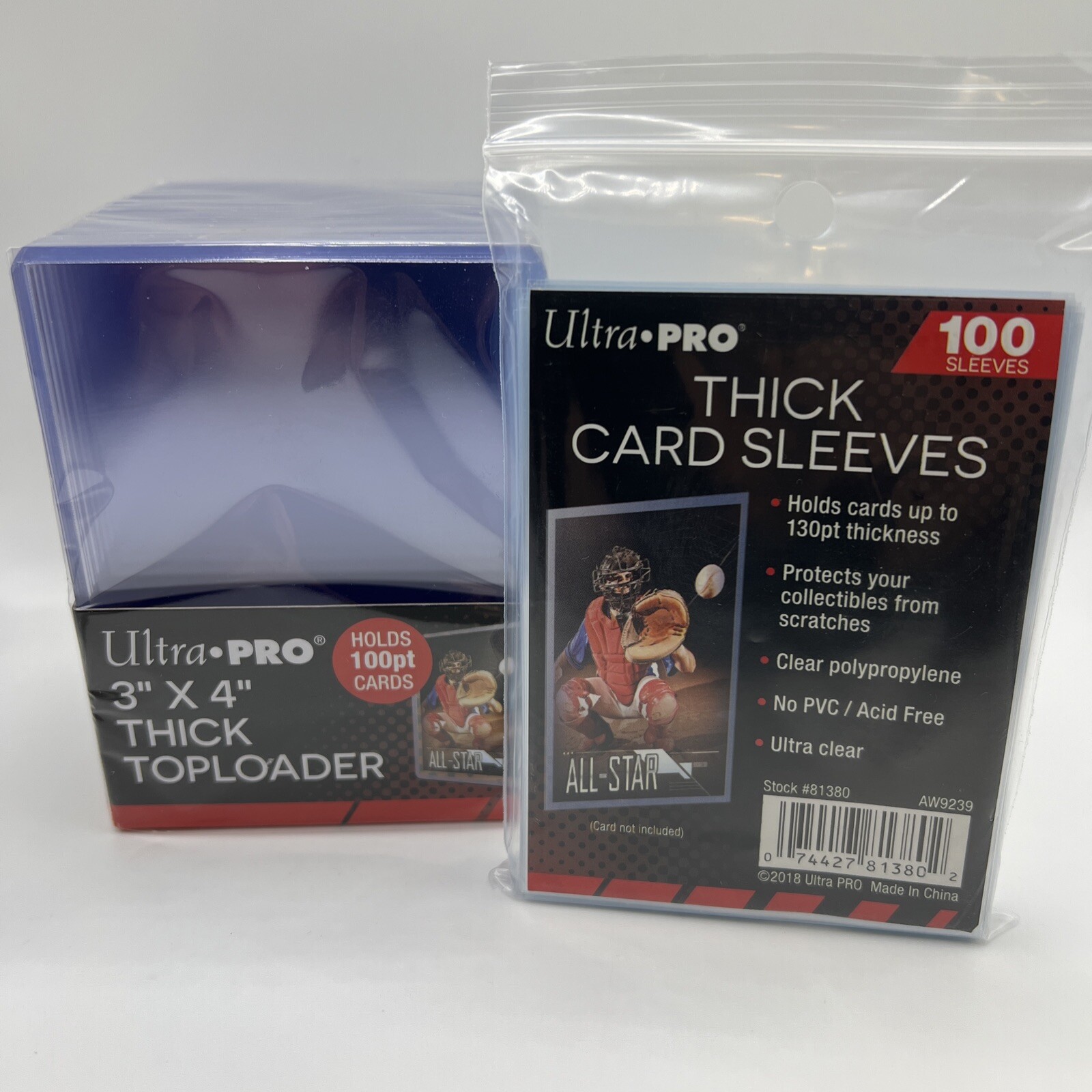 Ultra Pro 3X4 100pt Point Toploaders 1 Pack of 25 and 100 Thick Sleeves ...