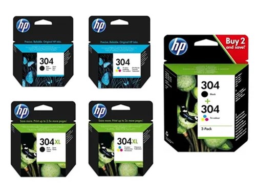 Genuine HP 304 / 304 XL Black Tri-Colour Ink Cartridges Deskjet Envy ...