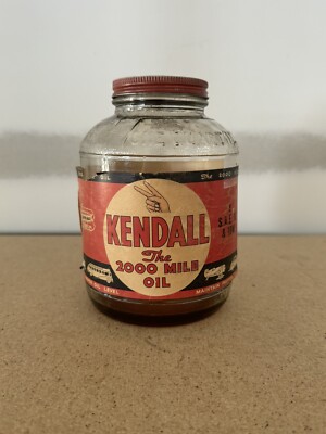 Antique Motor Oil Bottle Jar Kendall 2000 Mile Oil Quart Bradford PA | eBay