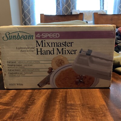 Old-Stock Vintage Sunbeam Mixmaster 4-Speed Electric Hand Mixer Model ...