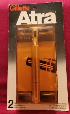 Gillette Atra Metal Razor w/2 Shaving Cartridges Twin Blade Pivoting ...