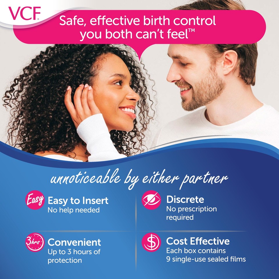 VCF Vaginal Contraceptive Spermicide Film, Easy Insertion, Hormone Free ...