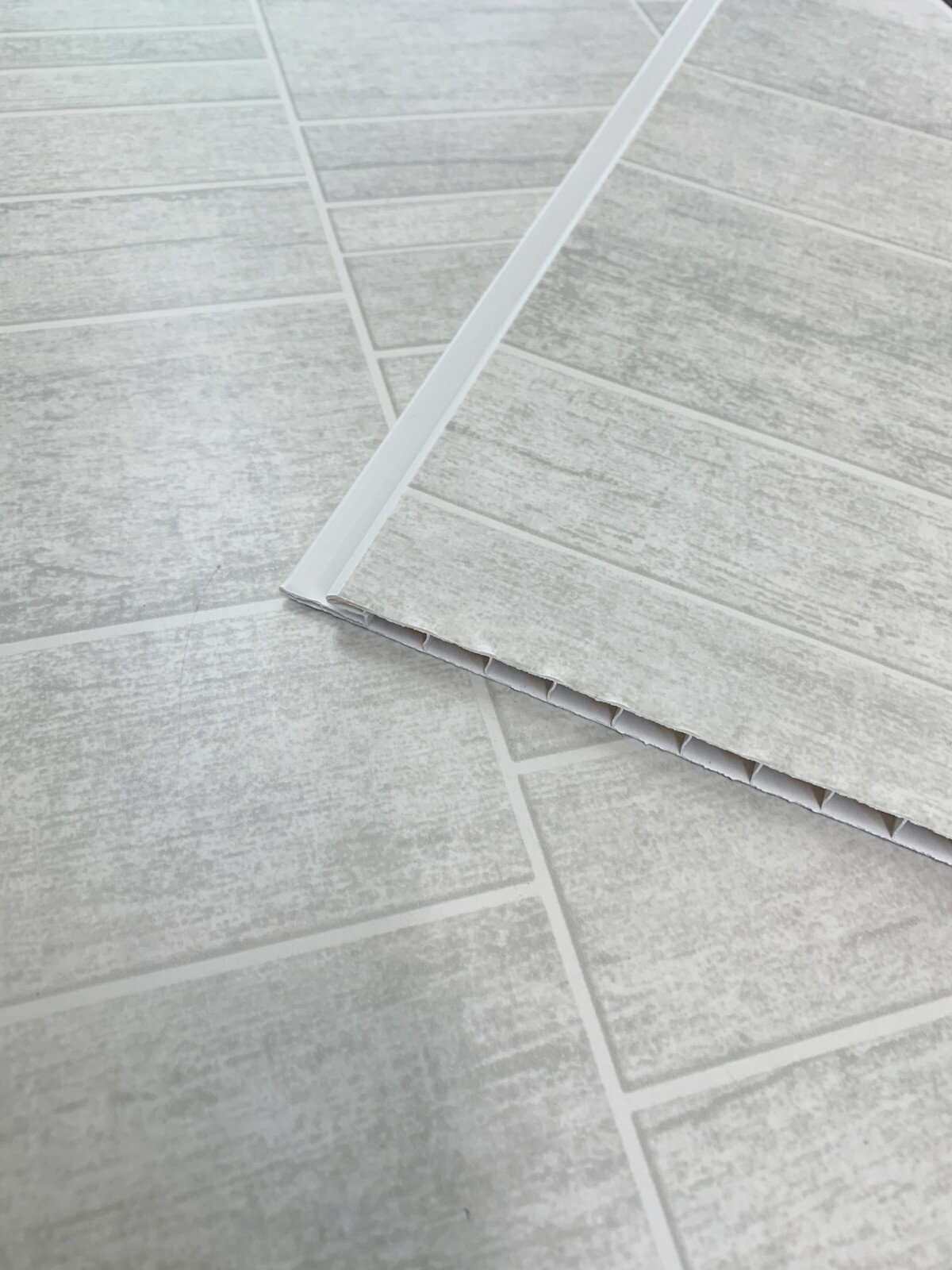 Multi Small Grey Tile Effect Bathroom Cladding PVC Shower Wet Wall ...