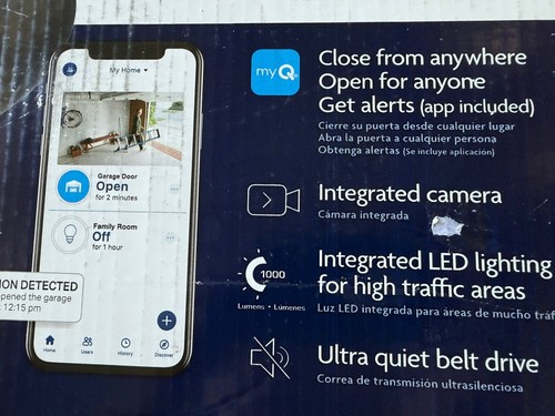 Chamberlain 3/4 HP Smart Garage Door Opener w/LED Light,Camera,Belt ...