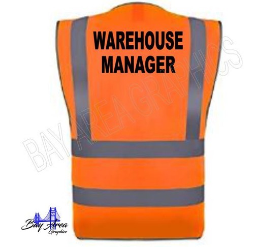 Warehouse Manager Hi-Visibility Safety Vest Black Design 2"Strips W ...