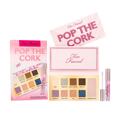 BNIB Too Faced Pop The Cork Limited Edition Makeup Set Lip Plump, Face ...