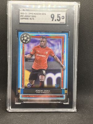 2020-21 Topps Museum UEFA Jeremy Doku Sapphire /75 Rookie RC SGC 9.5 | eBay