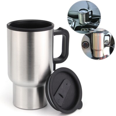 Car Heated Cup Tea Mug Stainless Steel Thermal Mug 12V | eBay UK