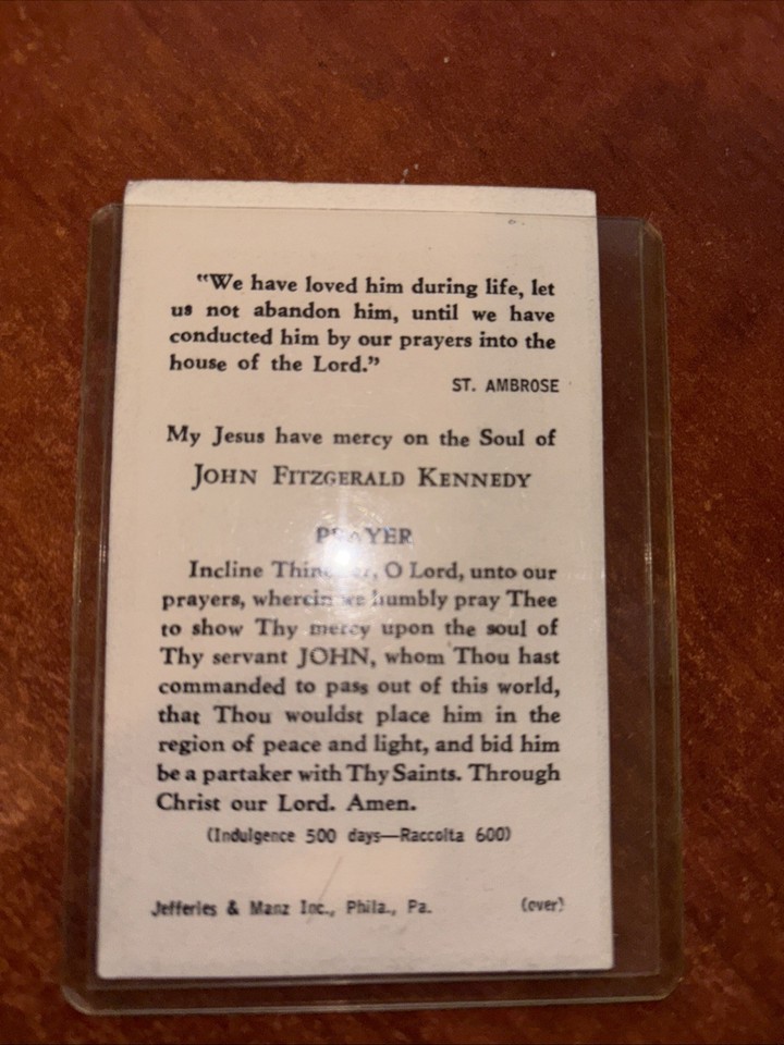 President John F Kennedy JFK Funeral Catholic Mass Prayer Card VGC ...
