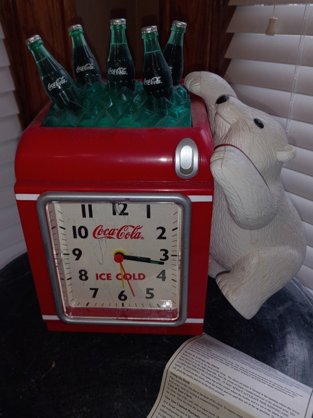 Coca Cola Alarm Clock Polar Bear Coin Bank with Coke Bottles - Working ...