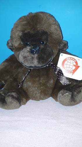 Goffa Plush Brown Gorilla Monkey Ape 11" Seated Stuffed Animal Polka ...