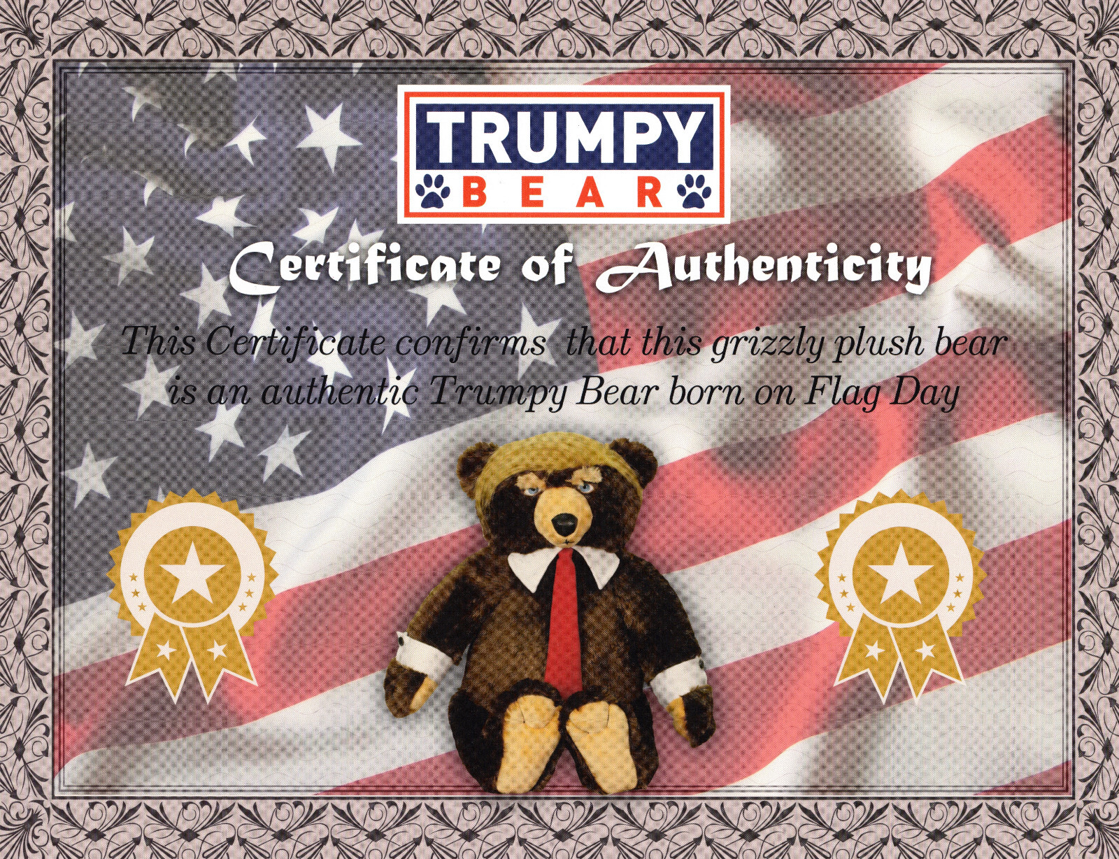 Trumpy Bear With Hat Bag Certificate Of Authenticity American Flag Blanket RARE | eBay