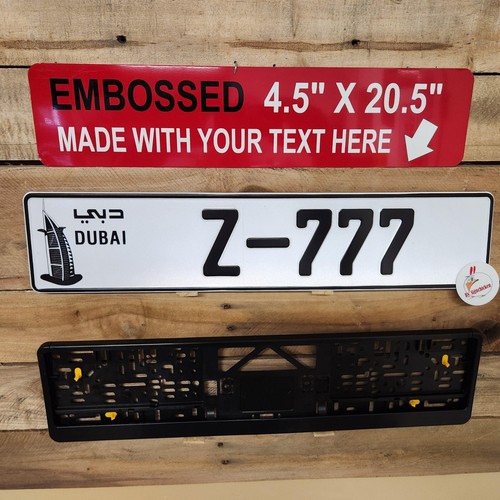 DUBAI EMBOSSED, EURO TAG, European style License Plate, Custom text ...